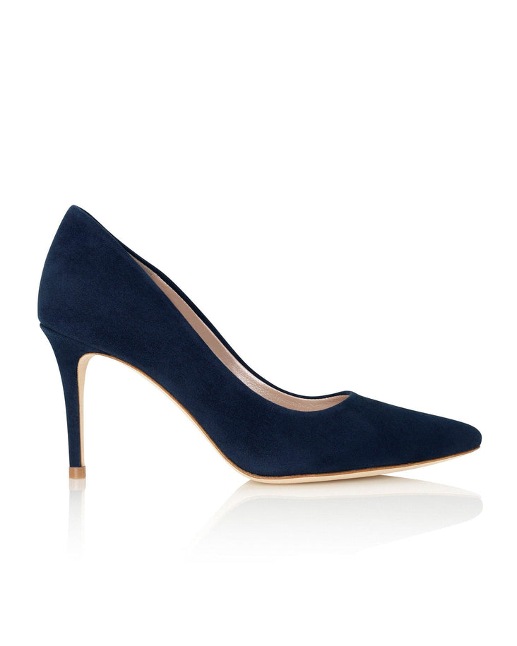 Claudia Navy Suede Mid Heel | Emmy London