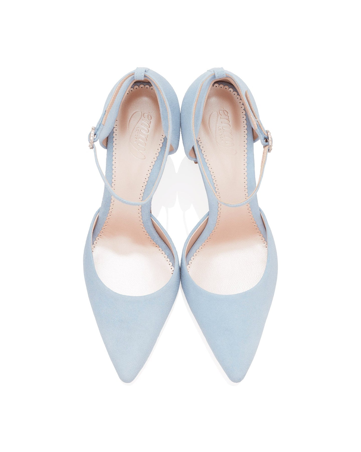 Harriet Powder Blue Suede Mid Block Heel | Emmy London