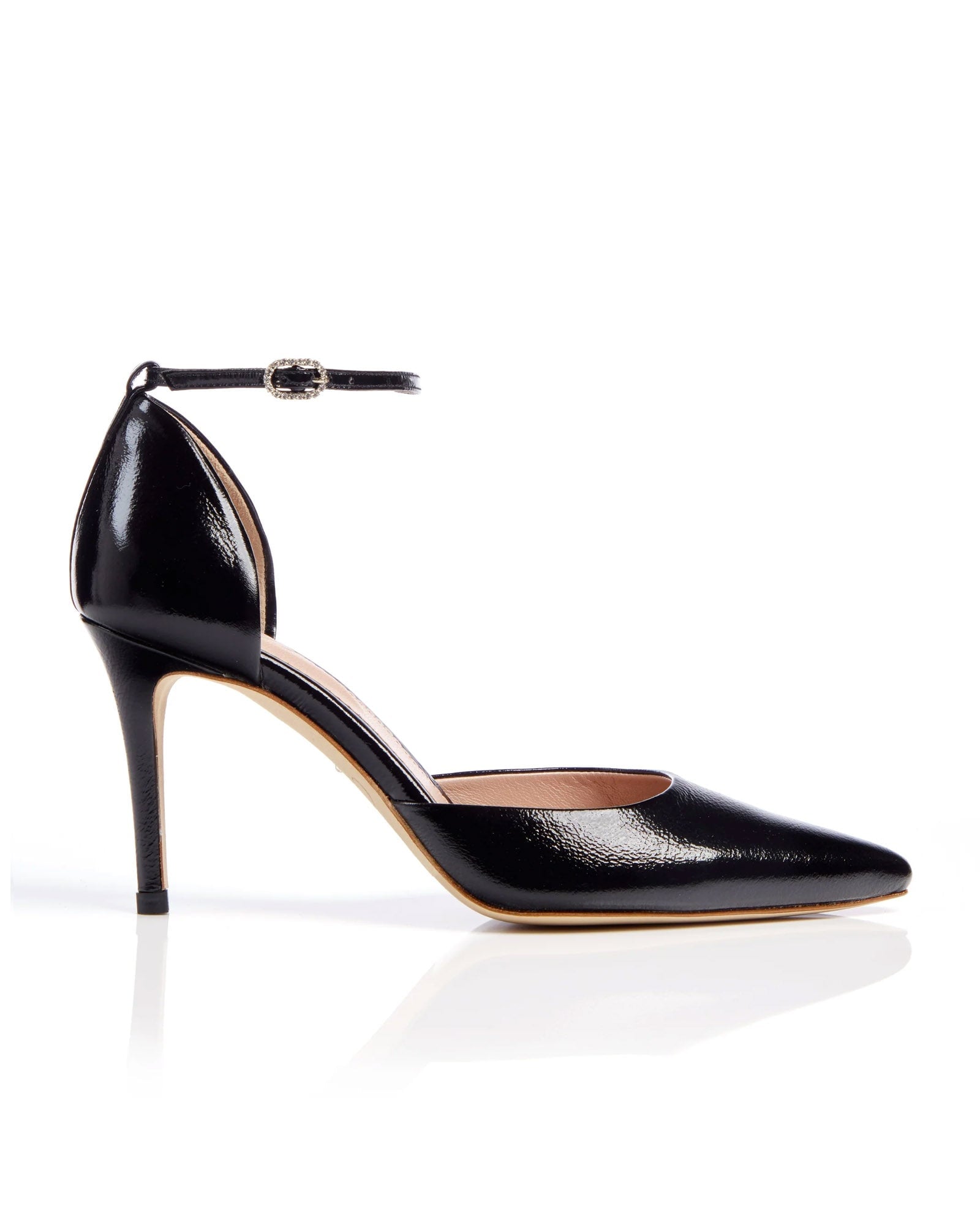 Harriet Black Patent Leather Mid Heel | Emmy London
