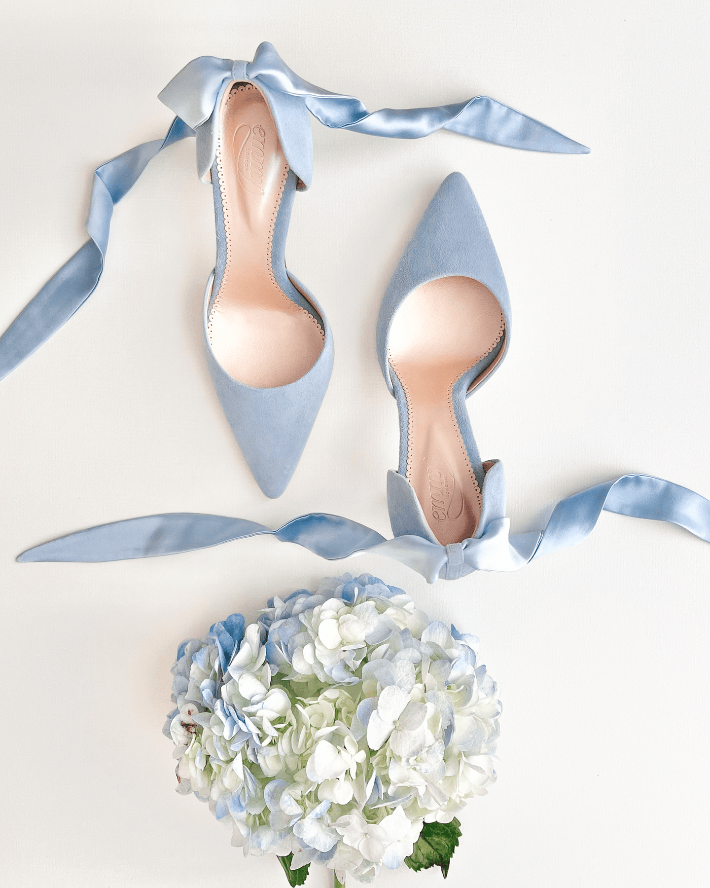 Harriet Powder Blue Suede Mid Heel | Emmy London