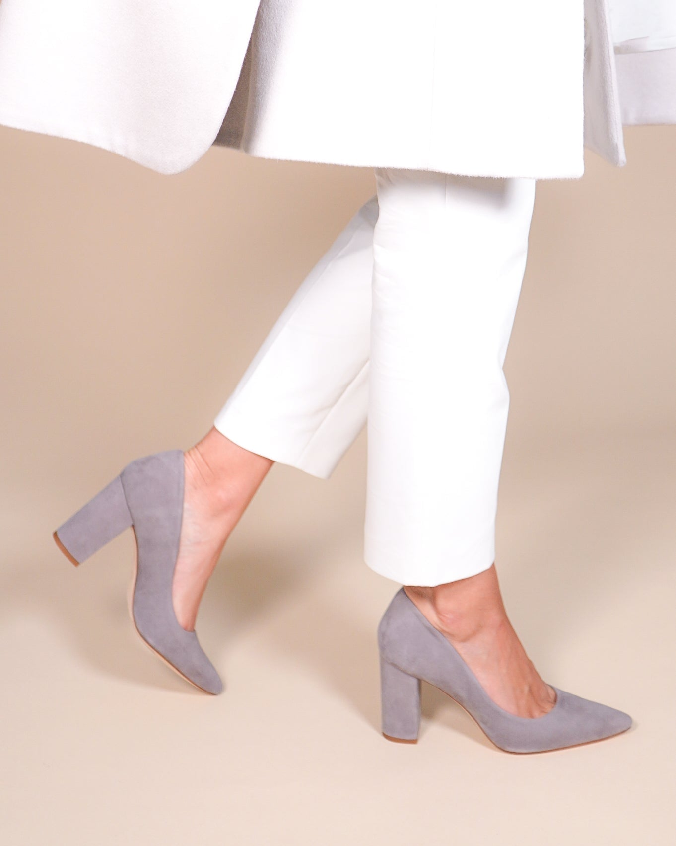 Josie Cinder Suede Mid Block Heel | Emmy London