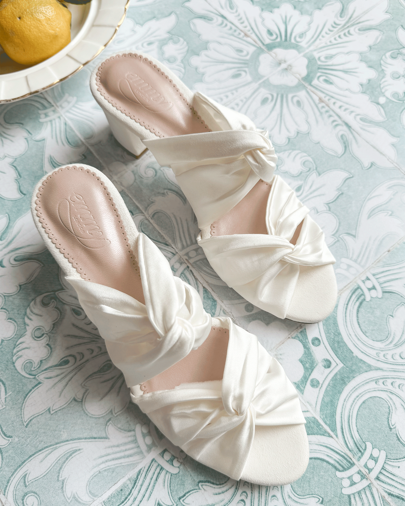 Sandy Mule Ivory Suede Low Block Heel | Emmy London